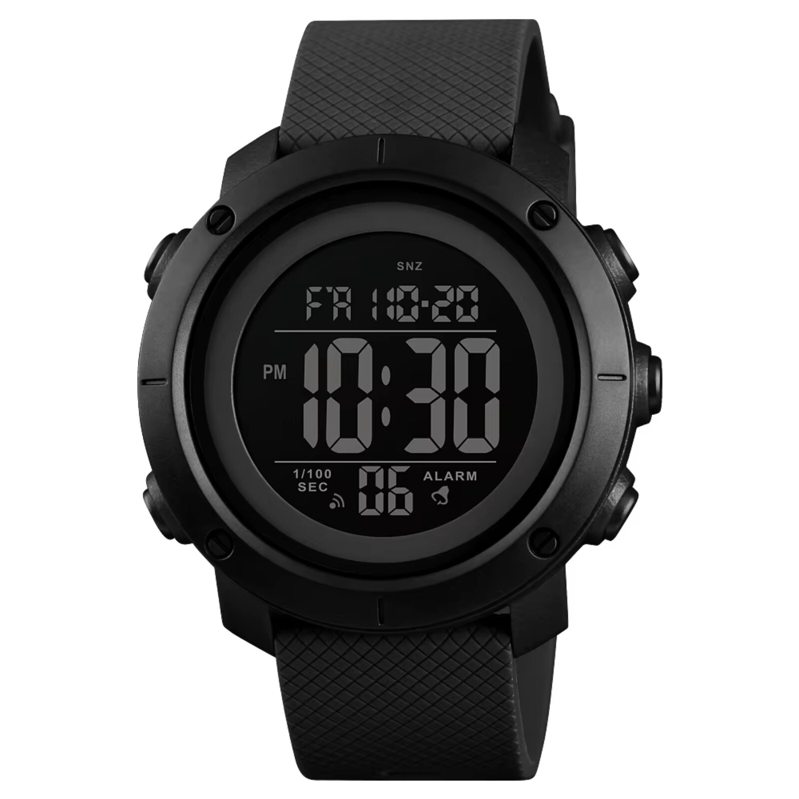 Moment Beauty 1426 Trend Sports Waterproof Dual Time Electronic Watch с электронным механизмом, весом 51г, батарейкой Japan CR2032, резиновым зеркалом, корпусом ABS + Stainless Steel, ремешком PU, водонепроницаемостью 50 метров, диаметром циферблата