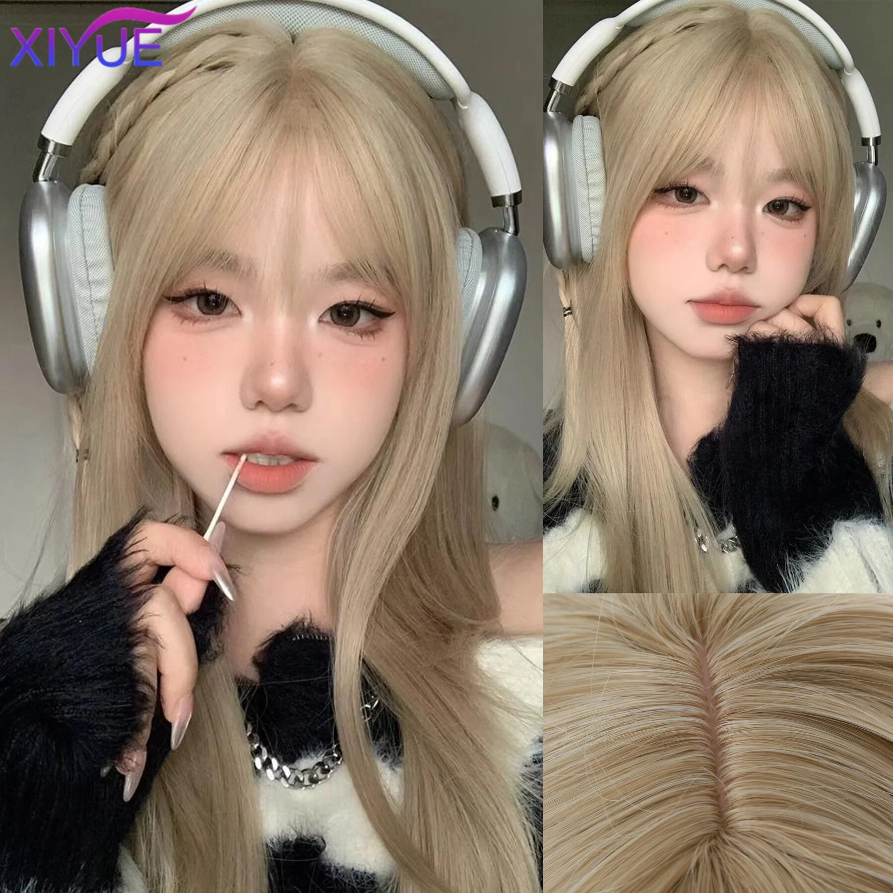 Синтетический парик XIYUE золотистый, 65cm