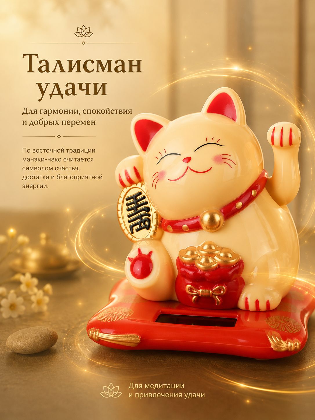 Талисман Оберег/Монэки-Нэко денежный кот-маятник на стол антистресс-7CM