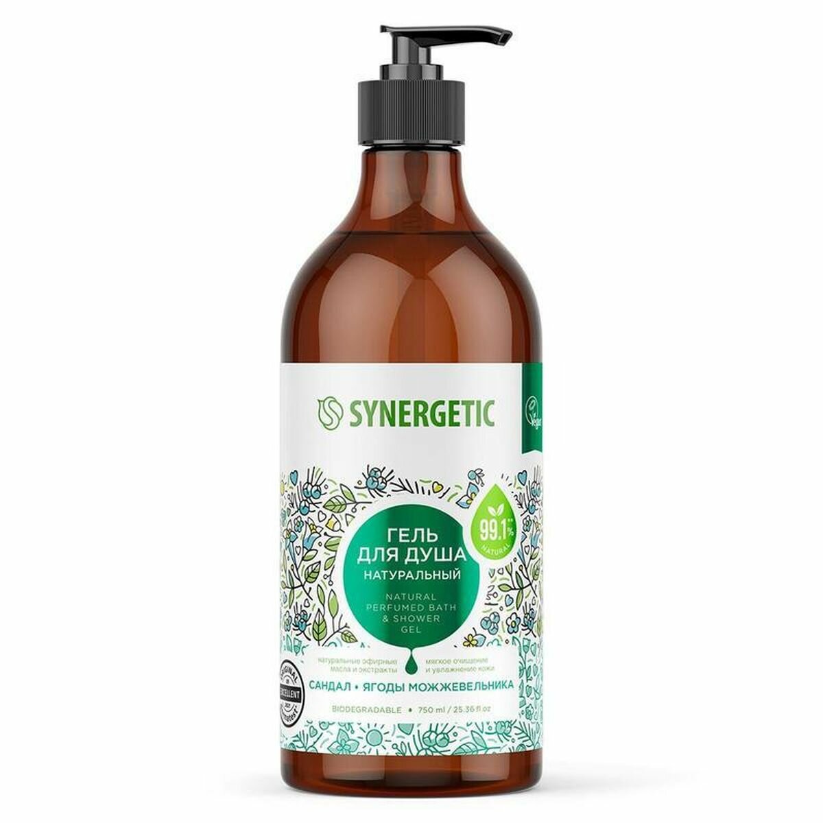 Гель для душа Synergetic Сандал и ягоды можжевельника увлажняющий 750мл, 6шт.