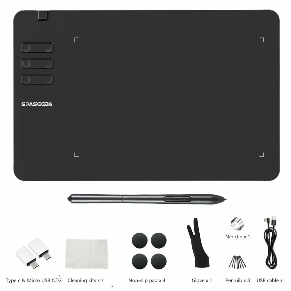 SPASEEBA Графический планшет T605, черный матовый