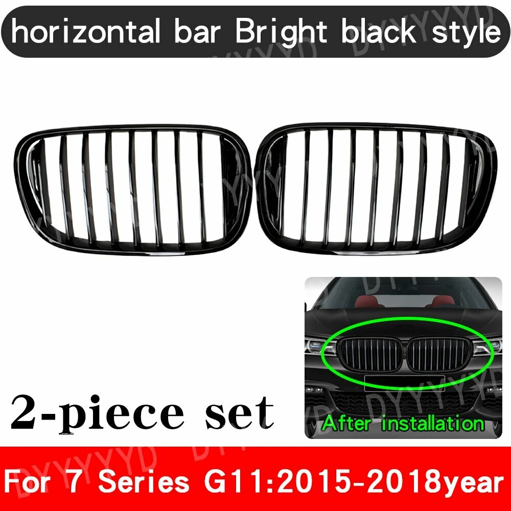 Передняя решетка в стиле M для BMW 7 серии G11 G12 2015 2016 2017 2018 730li 740li 750li 730d с одной планкой, глянцевые черные гоночные грили