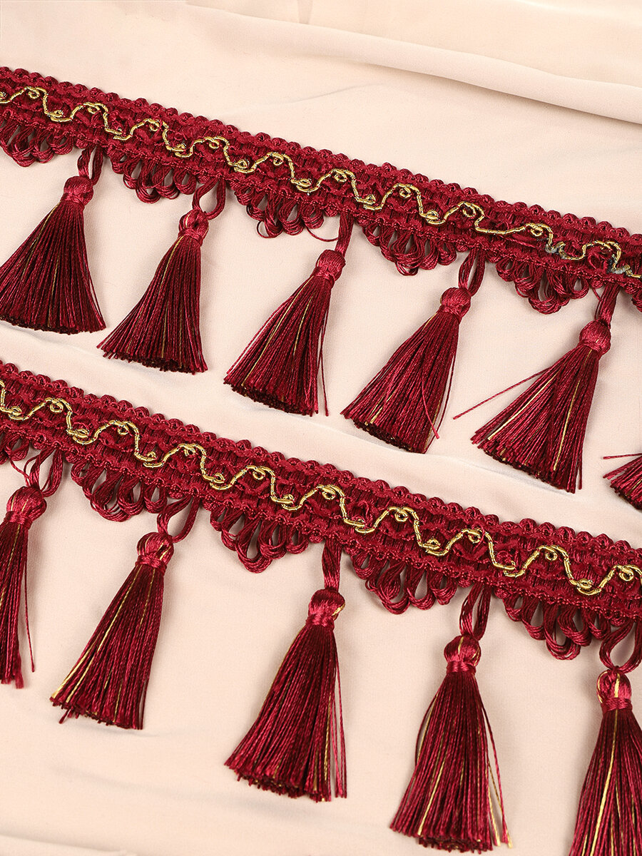 Бахрома для штор с кисточками арт.6152-0327 шир.100мм цв.6393 красный уп.10м