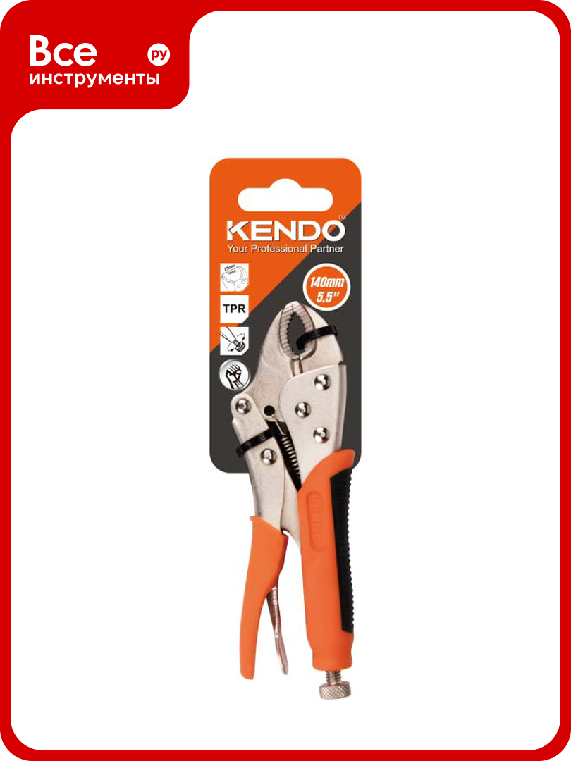 Зажимные клещи KENDO с нескользящей ручкой 140 мм/5-1/2" 11601, надежной фиксации