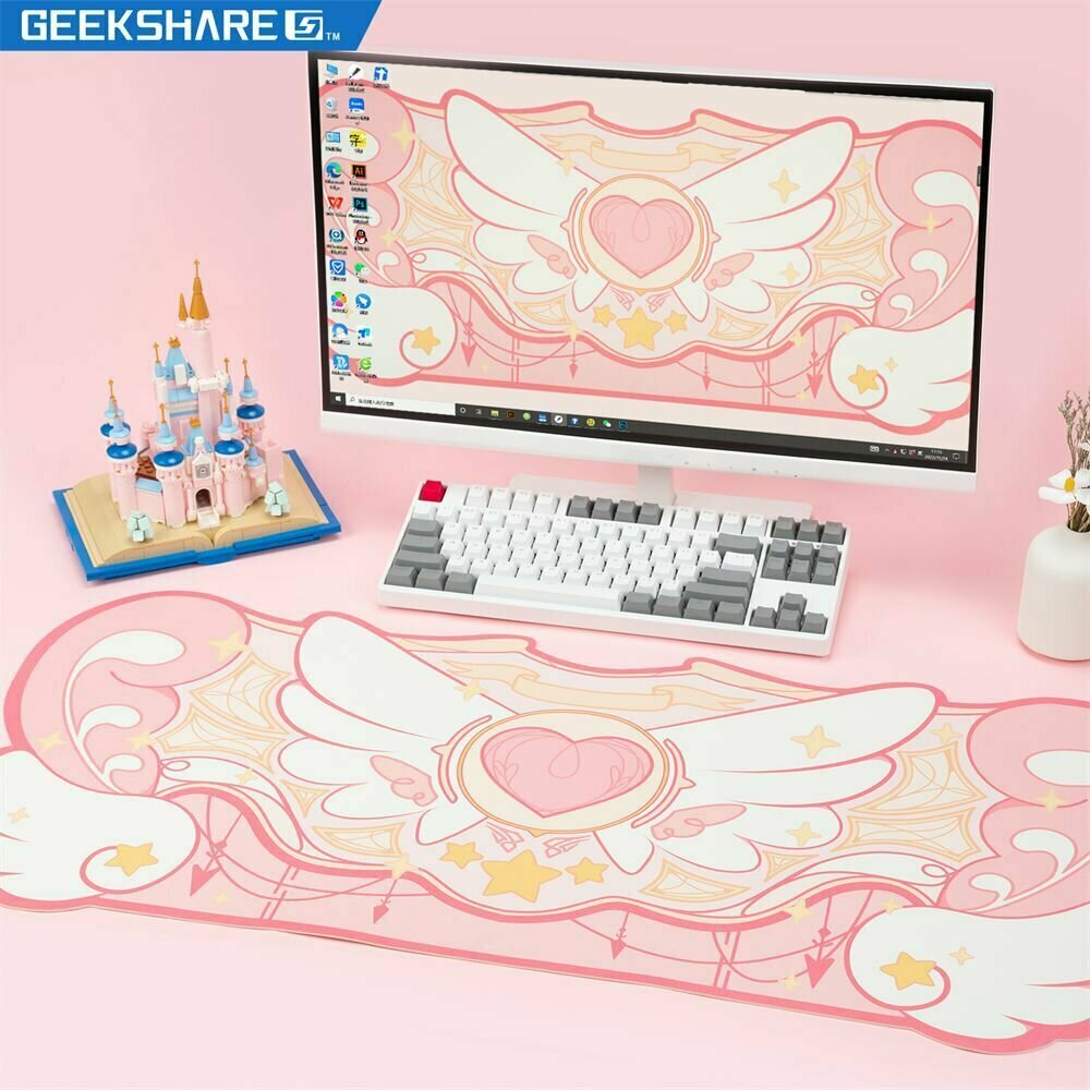 Коврик для мыши с розовыми крылышками, неправильной формы, 300Х800Х2мм