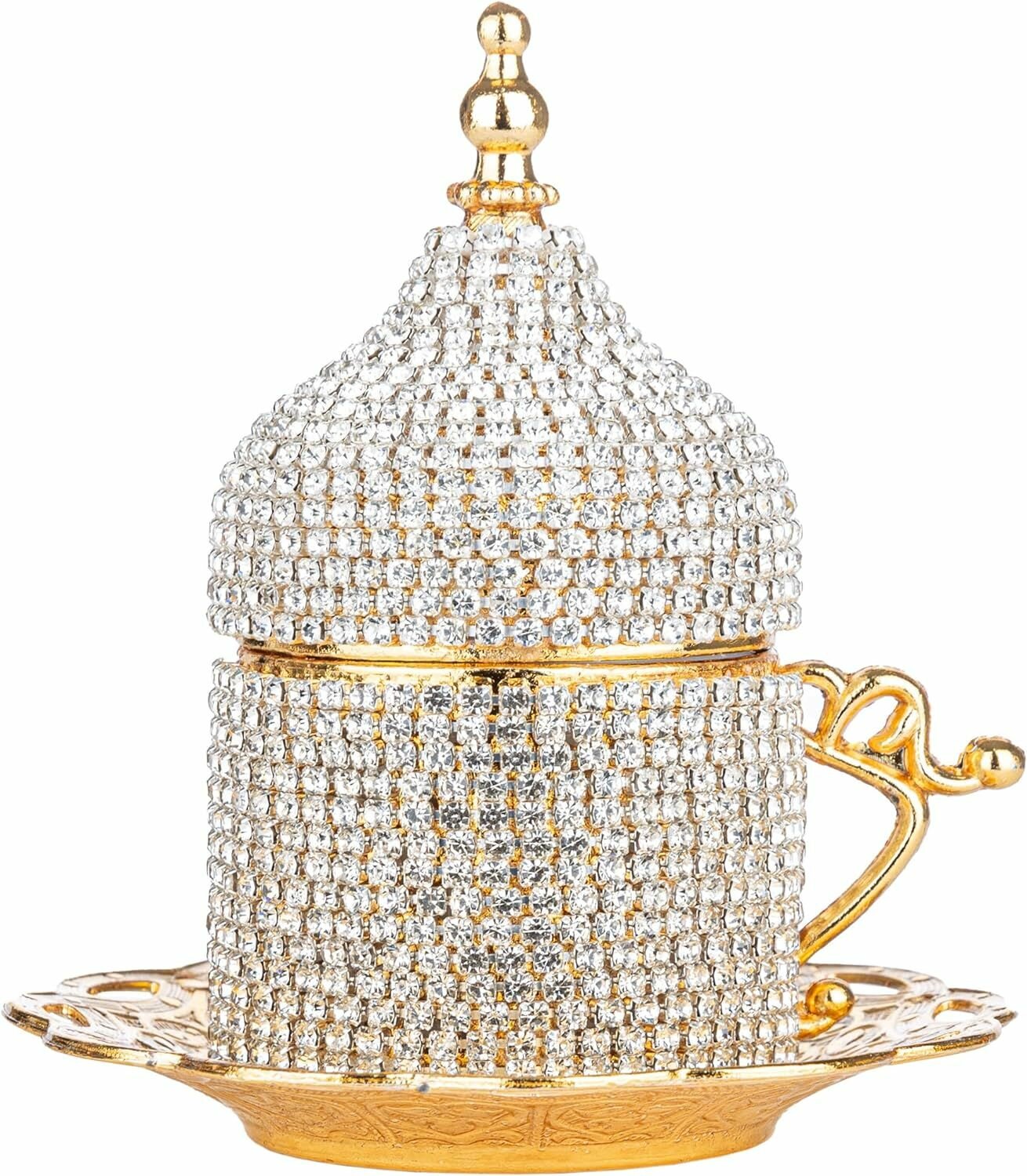 Золотые кофейные чашки, импортированные из Турции, в европейском дворцовом стиле, украшенные бриллиантами вручную