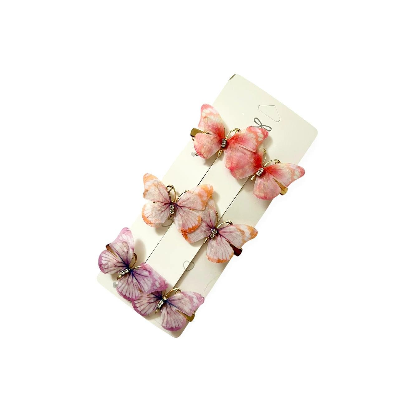 Набор заколок для волос Бабочки в комплекте 6 заколок, 3 пары