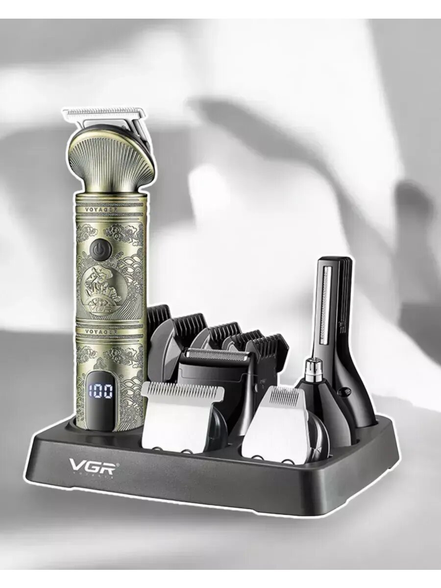 Триммер V.G.R Professional Premium, с ЖК-дисплеем, нержавеющая сталь, золотистый