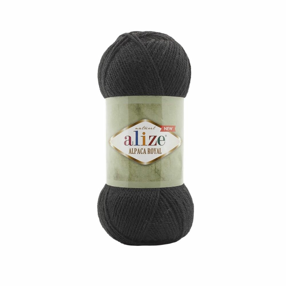 Пряжа для вязания Alize Alpaca royal new 60 черный 100 гр/250 м 55% акрил, 30% шерсть, 15% альпака