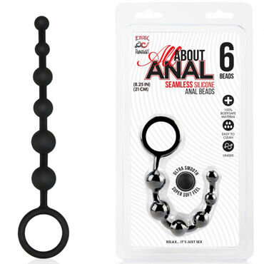 Erotic Fantasy All About Anal 6 Beads, черная Гибкая анальная цепочка из 6 шариков