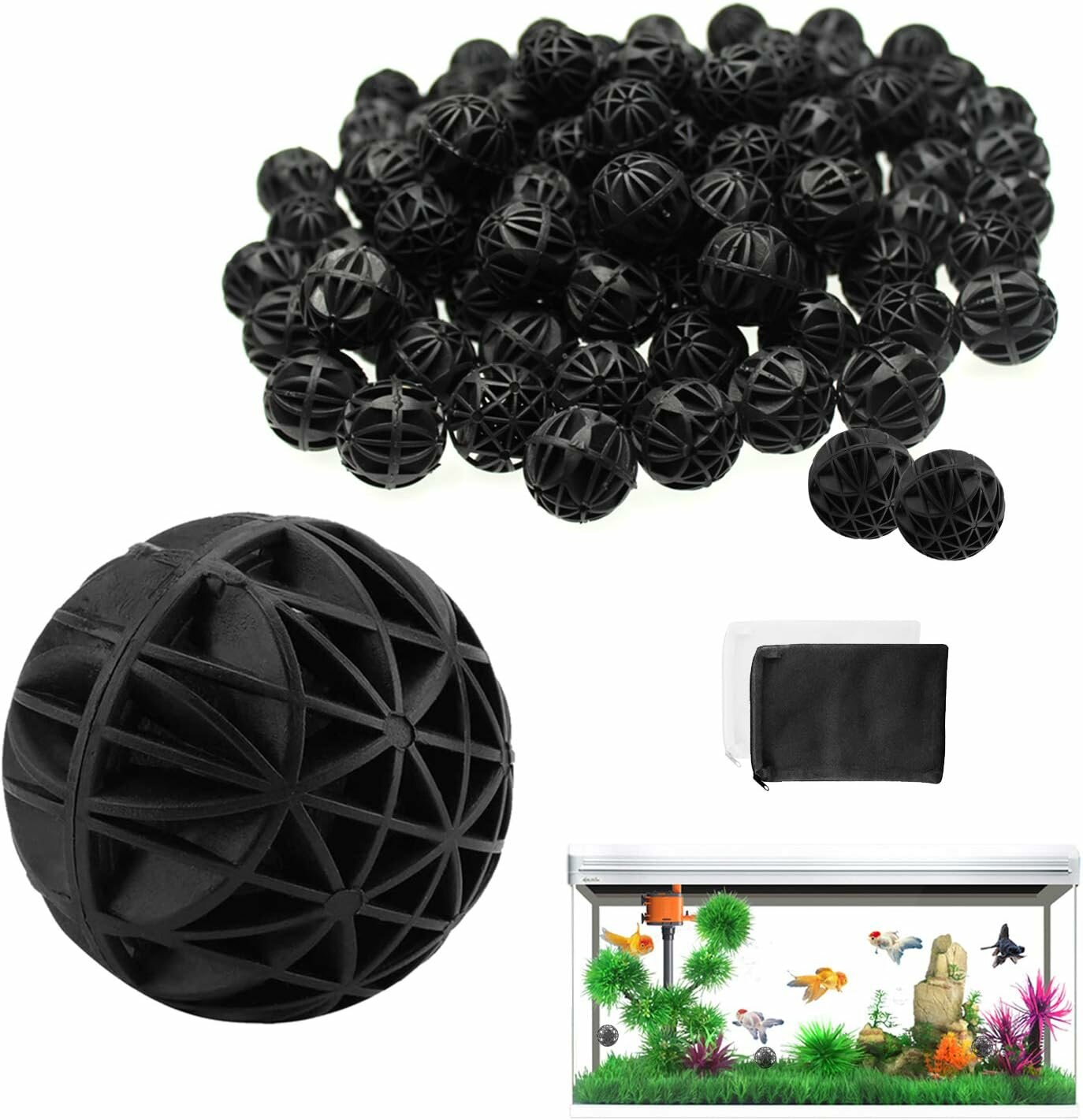 100 биологических фильтрующих шариков, подходящих для биохимических фильтрующих материалов для аквариумов/прудов