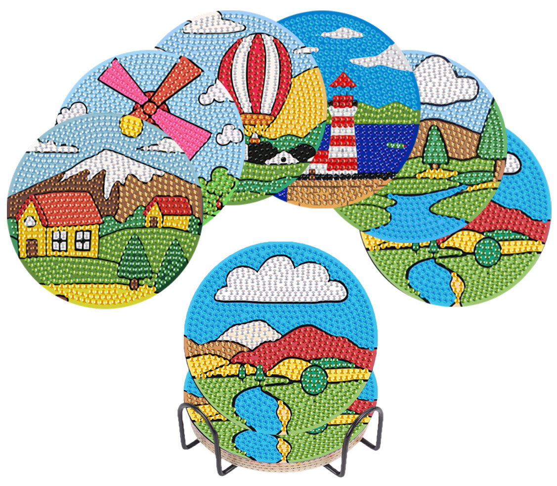 Алмазная мозаика Подставки под стакан 6шт /природа/ картина стразами