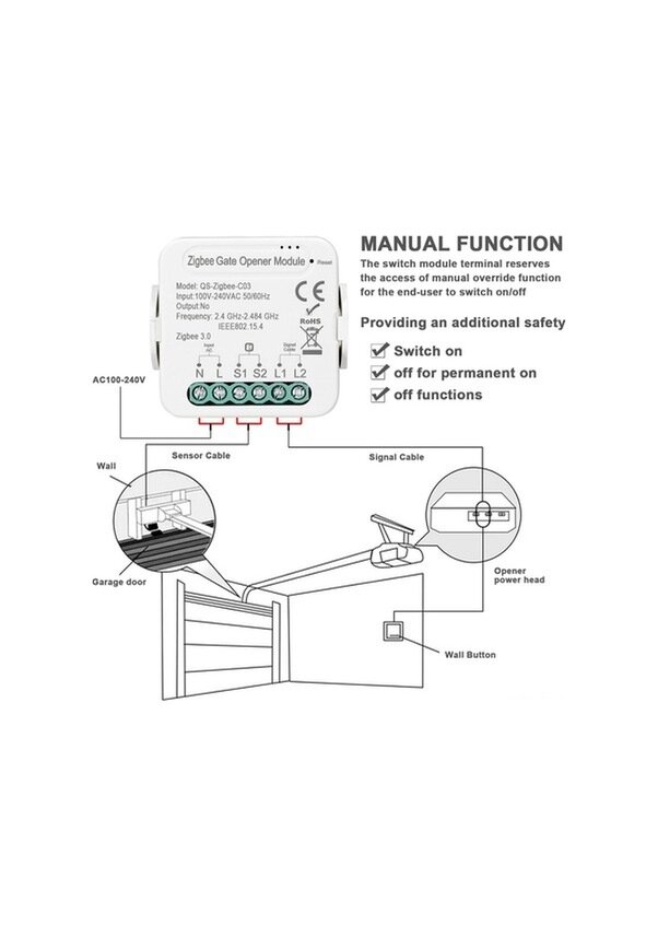 Контроллер для открывания гаражных ворот Tuya ZigBee Smart — совместим с приложением Remote, голосовым управлением, Google Home и другими функциями