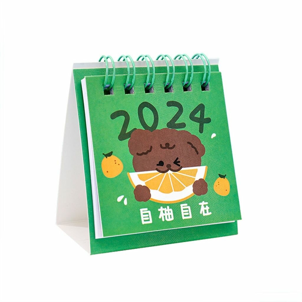 Настольный календарь, мини-календарь на 2024 год с милым мультфильмом, раскладной настольный компьютер, небольшой ежедневный ежемесячный календарь для дома