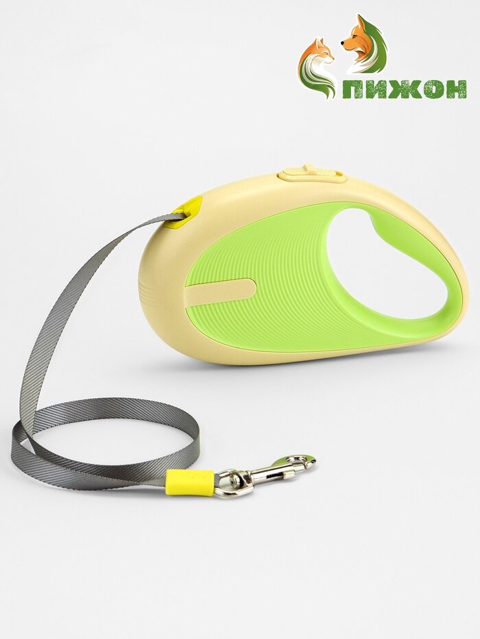 Рулетка - поводок для собак, лента 3 метра, зелёная