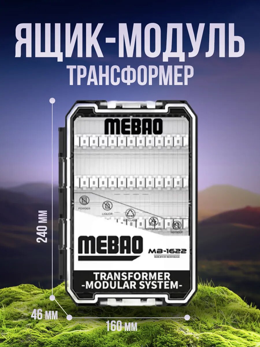 Ящик-трансформер Mebao, для оснащения, пластик, 24 см x 16 см x 4,6 см, черный