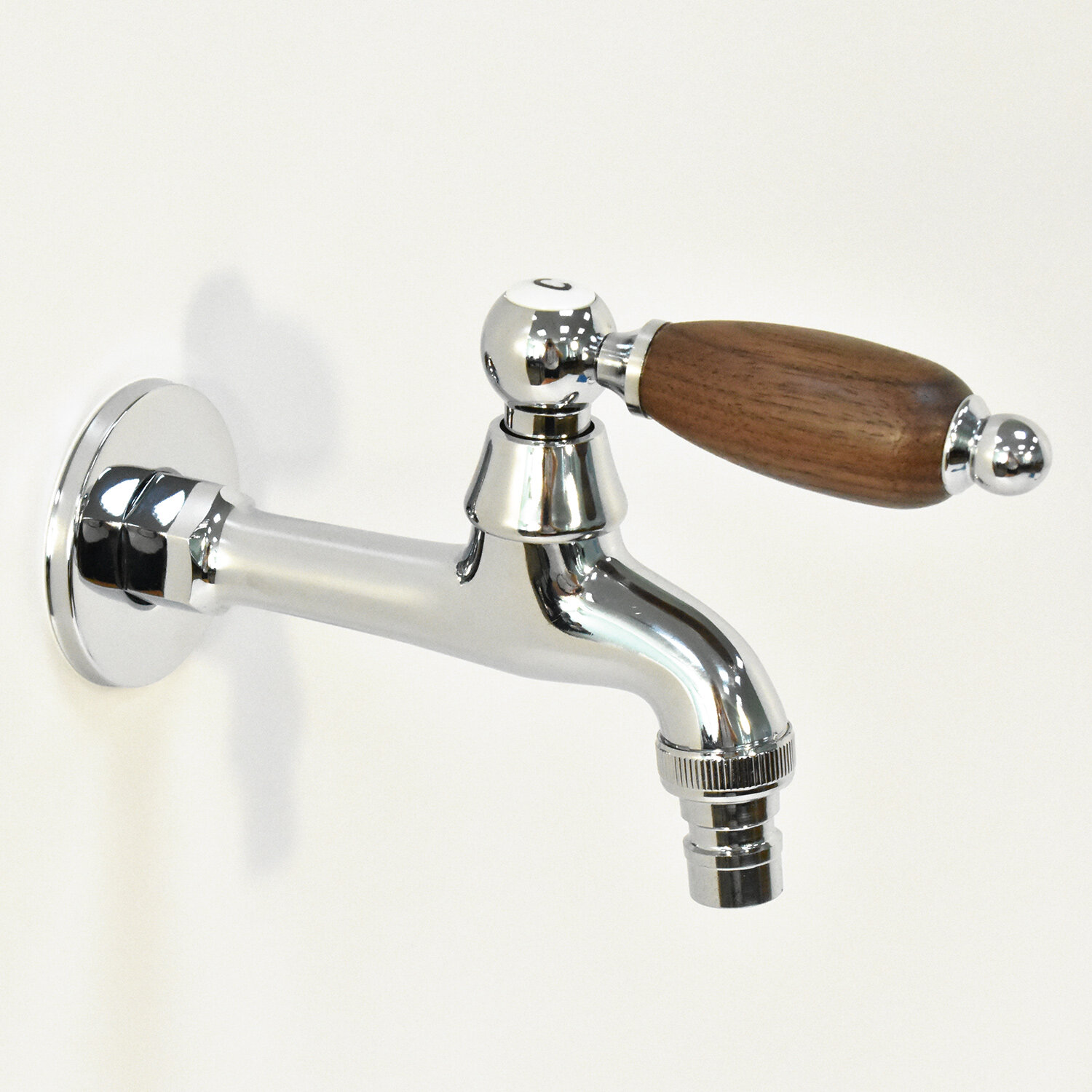 Кран для бани FKS-12DO с деревянной ручкой, хром
