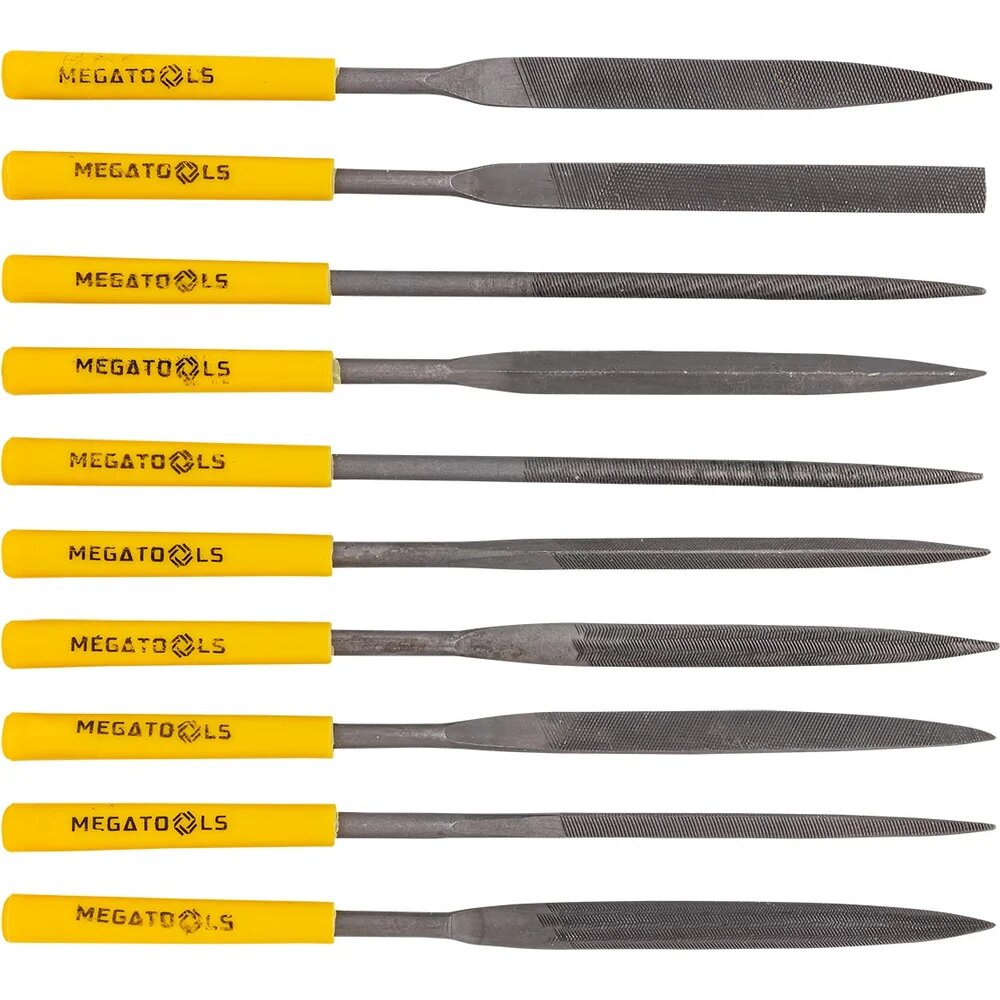 Набор разнопрофильных надфилей MEGATOOLS 140мм, 10 предметов, для выполнения различных задач