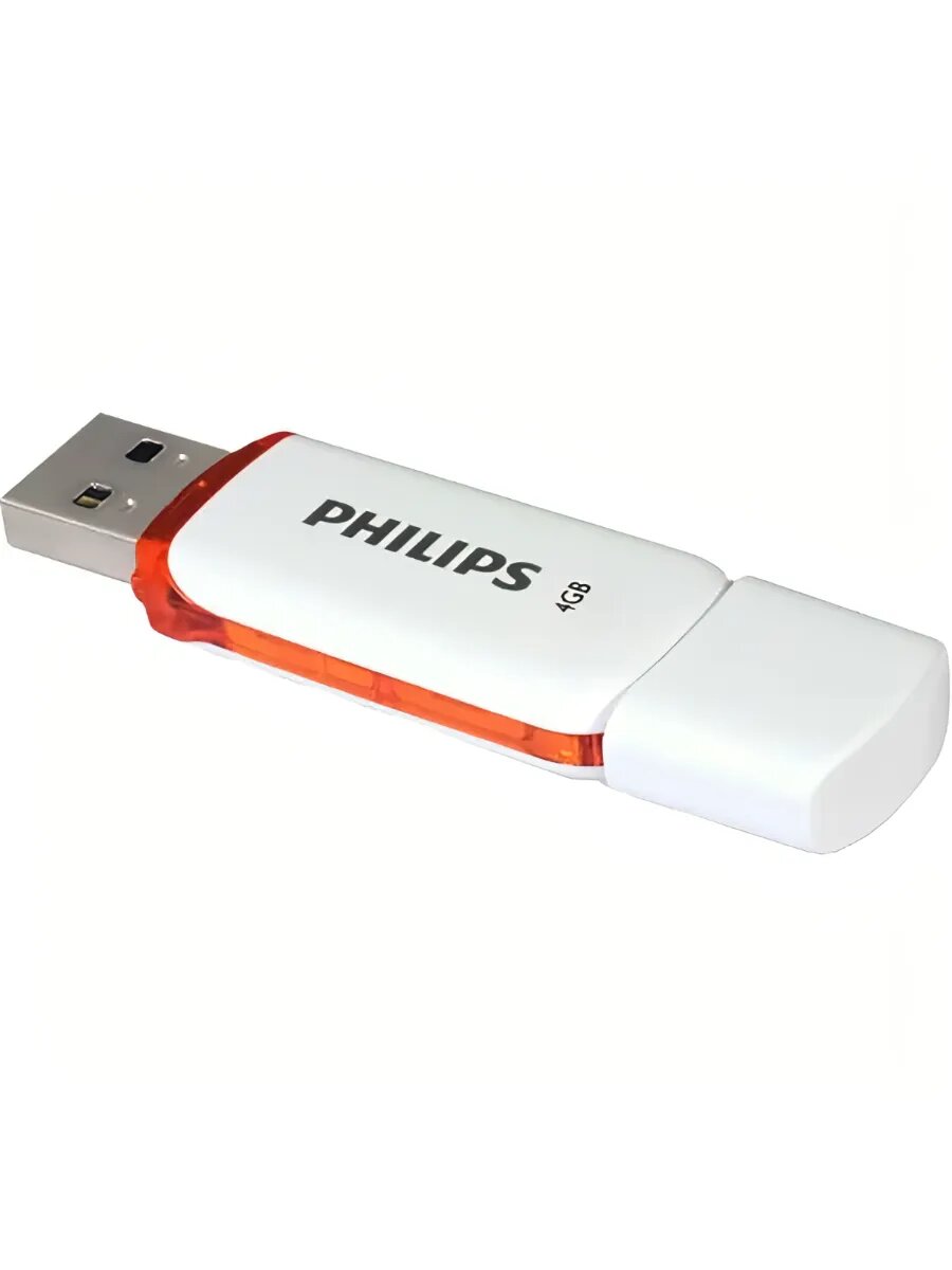 Флеш-накопитель PHILIPS SNOW 2.0 4GB, USB 2.0 FM04FD70B/97 белый