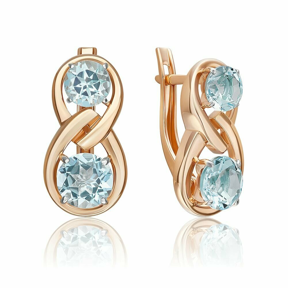 Серьги, красное золото, 585 проба, топаз