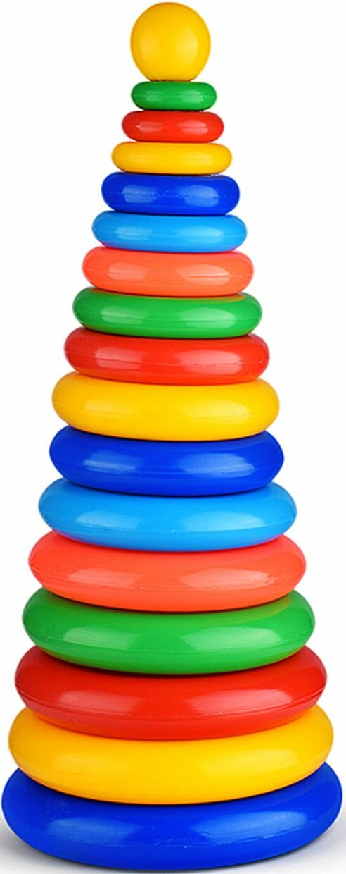 Детская пирамида "Супергигант", развивающая пластиковая игрушка-пирамидка из 16 колец, учим цвета и формы