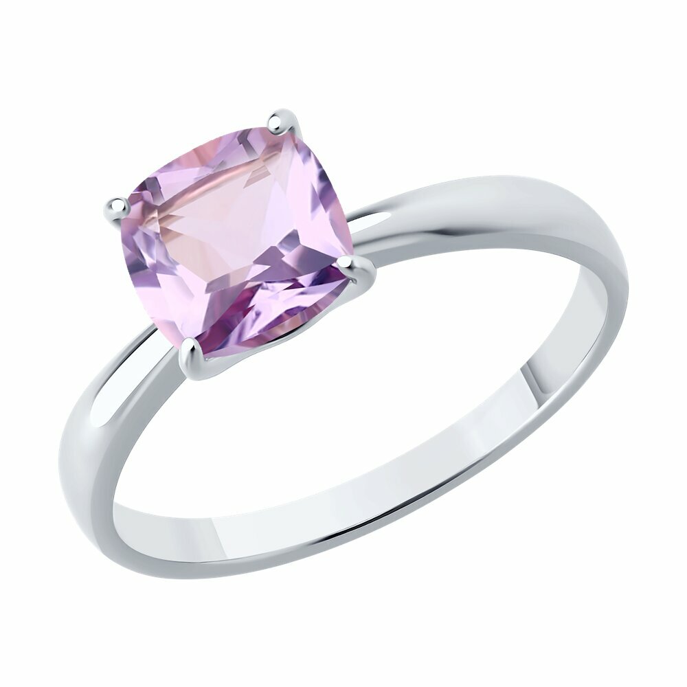 Кольцо, серебро, 925 проба, родирование, аметист