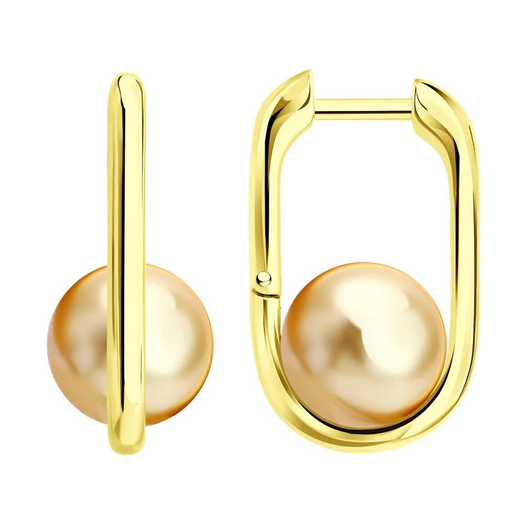 Серьги, серебро, 925 проба, золочение, жемчуг