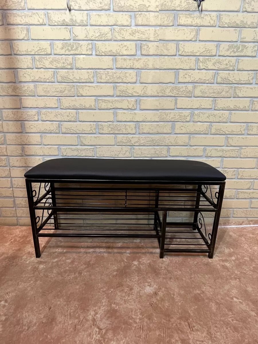 Кованая банкетка №44, Студия кованой мебели Нива, цвет античная бронза/черный