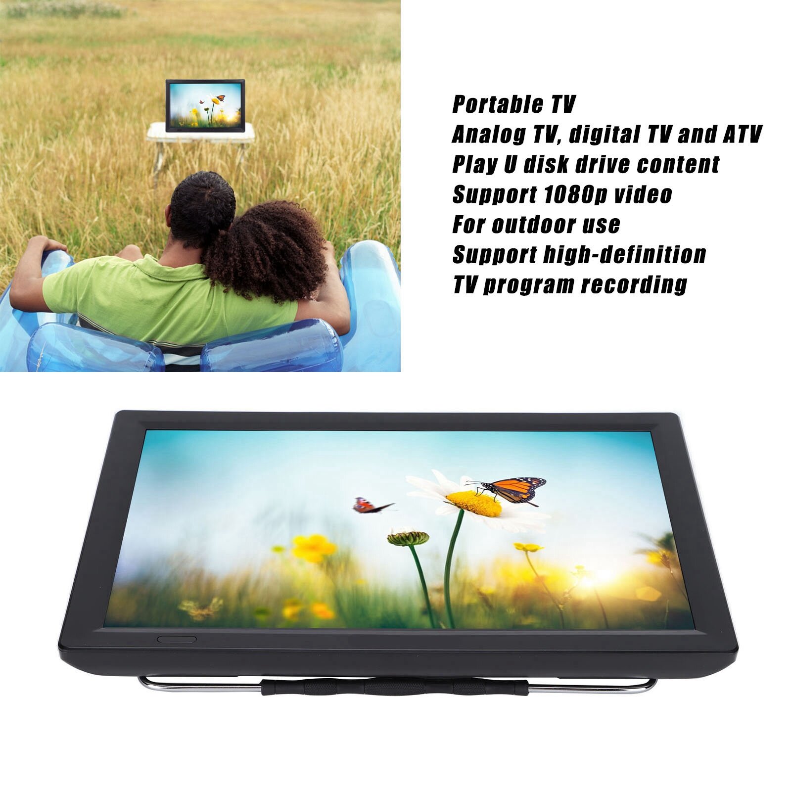 LEADSTAR 14-дюймовый цифровой телевизор Портативный высокочувствительный цифровой телевизор для наружного использования с вилкой AU 110 220 В