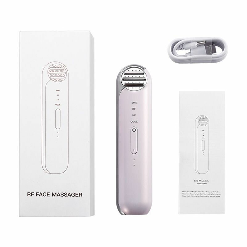 Косметологический прибор для лица 5 в 1: RF лифтинг, EMS токи, HF питание, охлаждение и хромотерапия, электрический массажер для лица микротоковый EMS -enj