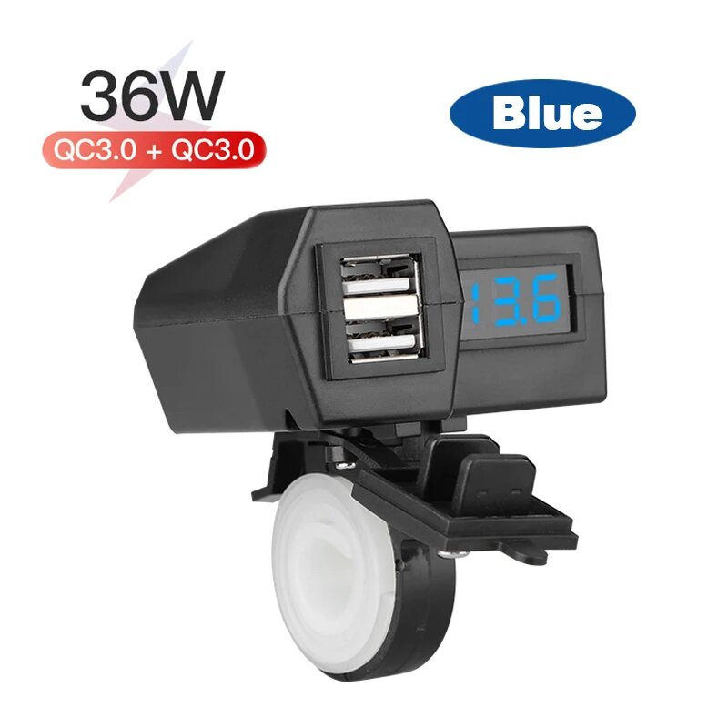 QC3.0 Вольтметр для быстрой зарядки, водонепроницаемый 12-24 В, USB-разъем питания для мотоцикла, аксессуары для переключателей зарядного устройства с адаптером включения/выключения YUK-B