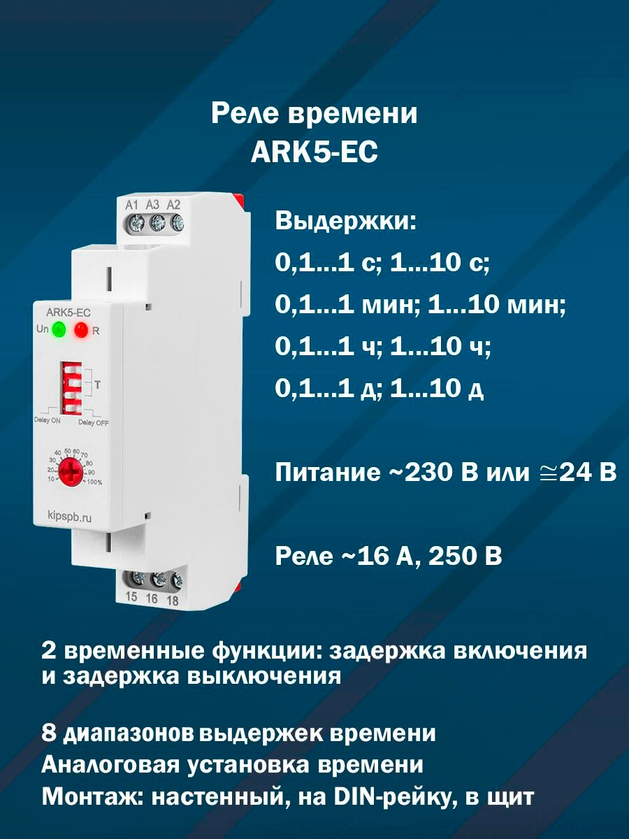 Реле времени ARK5-EC (1 реле, питание AC230V или AC/DC24V)
