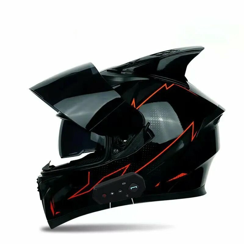 Мотошлем, цвет: оранжевый, размер: XL