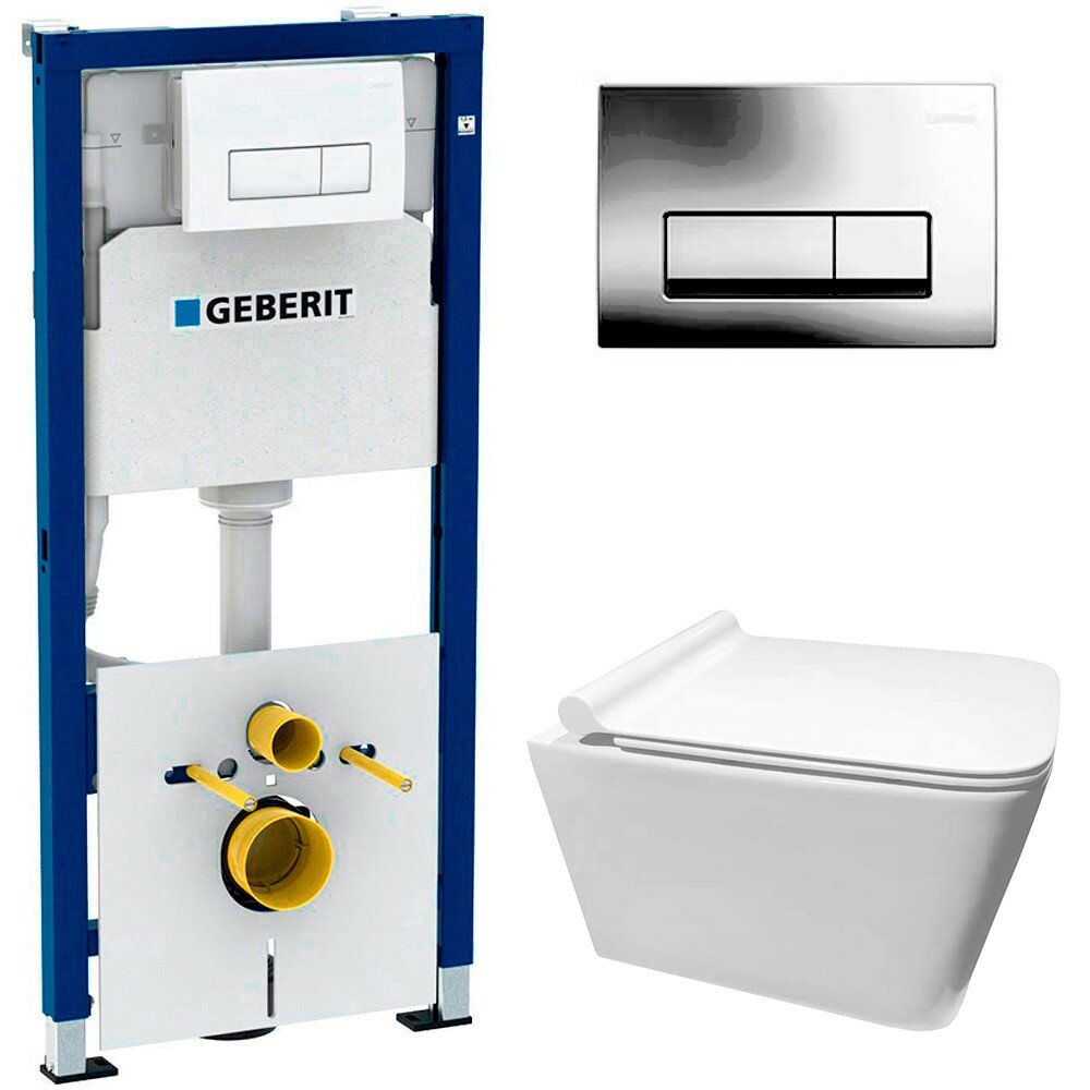 Инсталляция Geberit Duofix 458.128.21.1 + унитаз Cerutti Maiella aria B-2370-3 безободковый с сиденьем