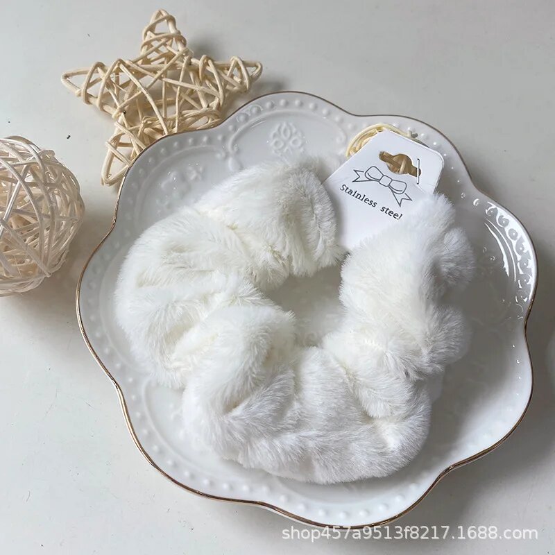 Искусственный мех резинки для волос 607220622 Белый, white