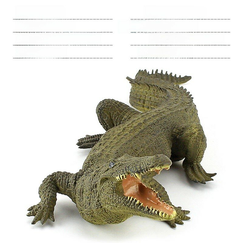 Realistic pvc crocodile model with static animal figures for educational display style c