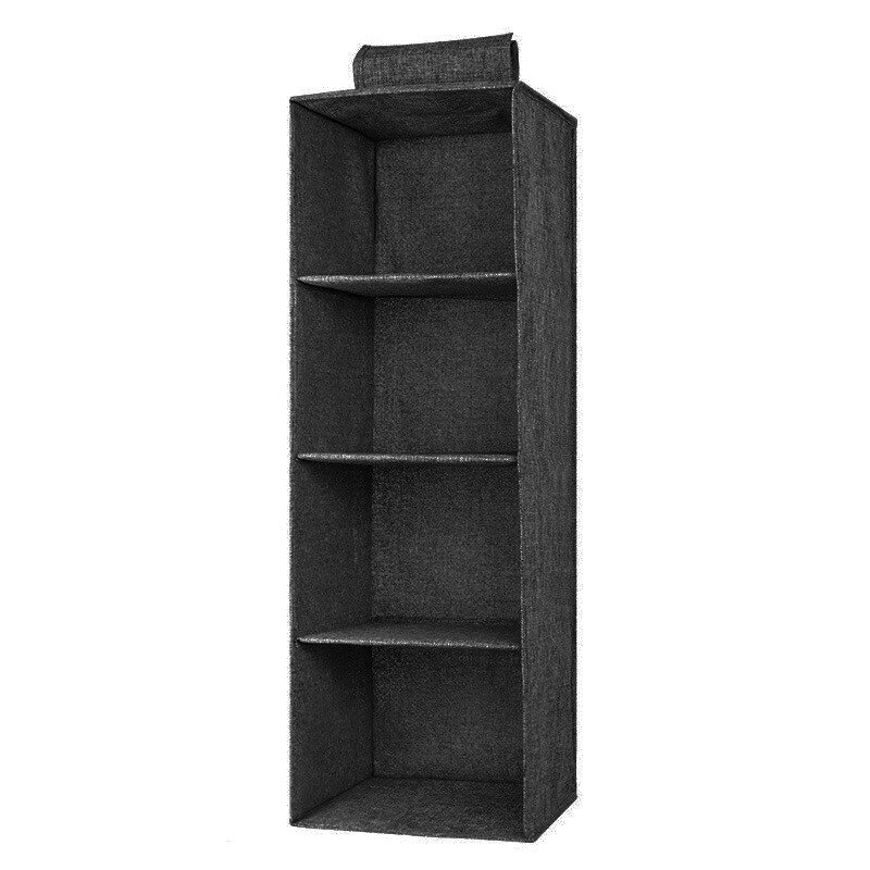 Simple cotton linen wardrobe storage bag with multiple compartments for home organization black four layers