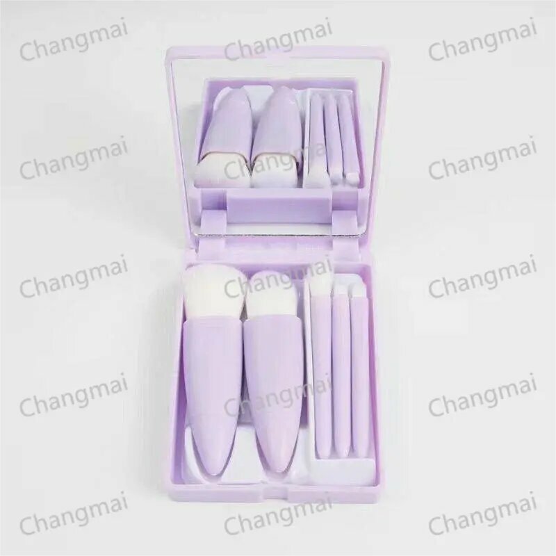 Новый набор кистей для макияжа, портативные косметические инструменты, кисть румян, пудры, тона, теней, 5 предметов с зеркалом