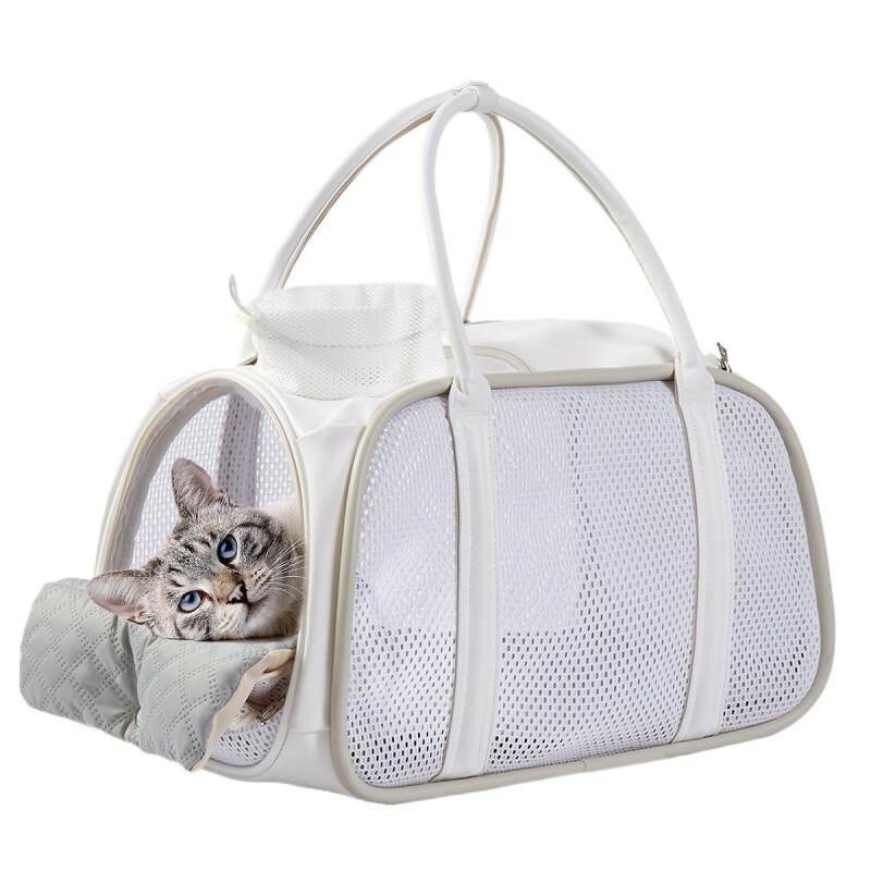 Portable pet carrier with pu material for small cats and dogs travel tote for pet lovers style a