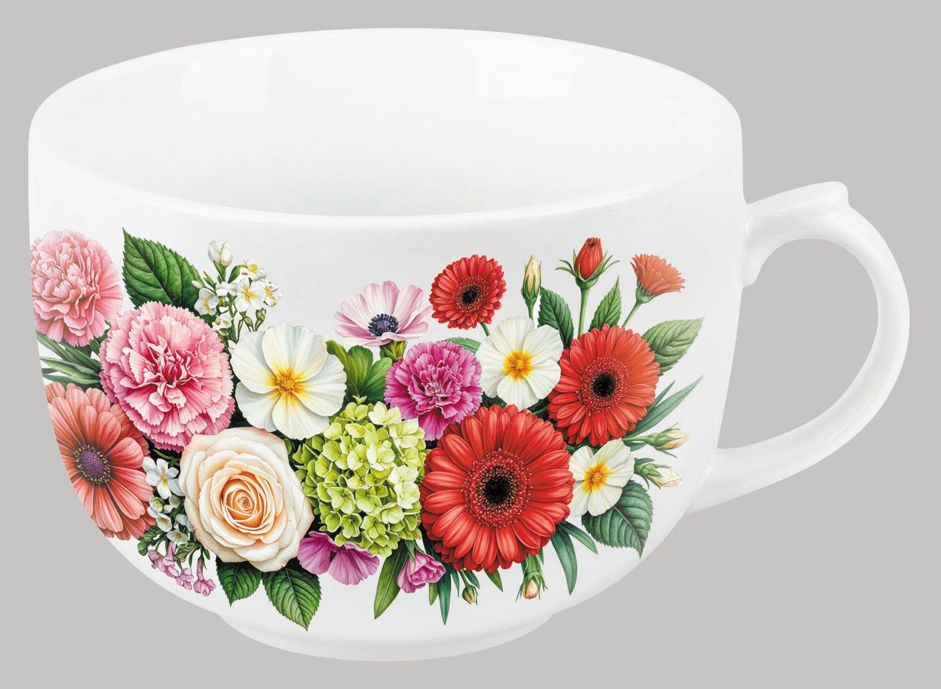 Бульонница Pomi d’Oro P290042, керамическая, 900мл, белая, с принтом