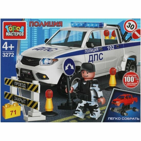 Конструктор Город Мастеров UAZ Pickup Патруль ДПС, 71 дет, SB-3272