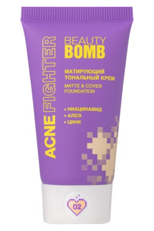 Тональный крем Beauty Bomb, Acne Fighter, Shade 02, матирующий, 25 мл