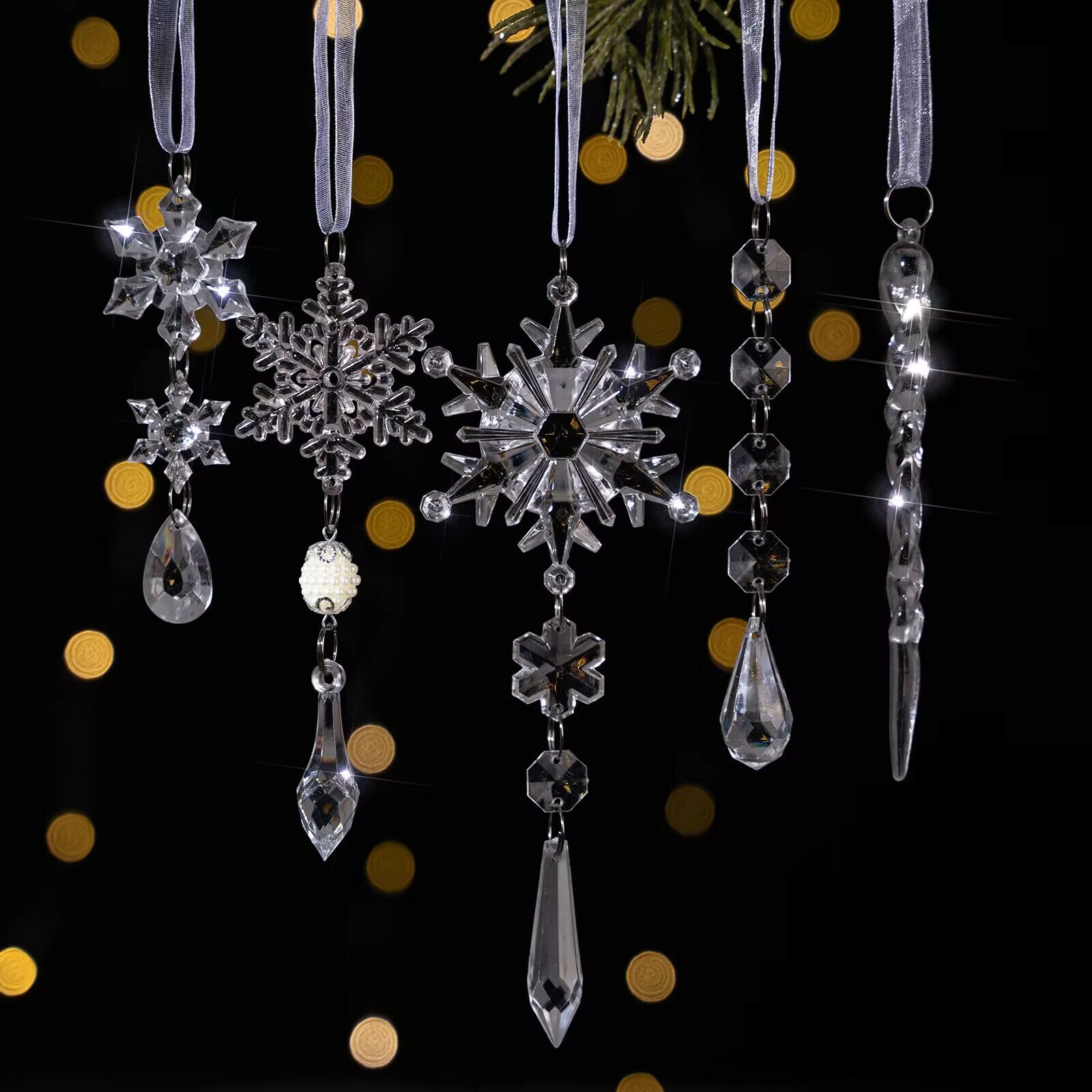 New Christmas decorations Bayberry ball Acrylic snowflake pendant 20PCS ice bar Christmas tree pendant