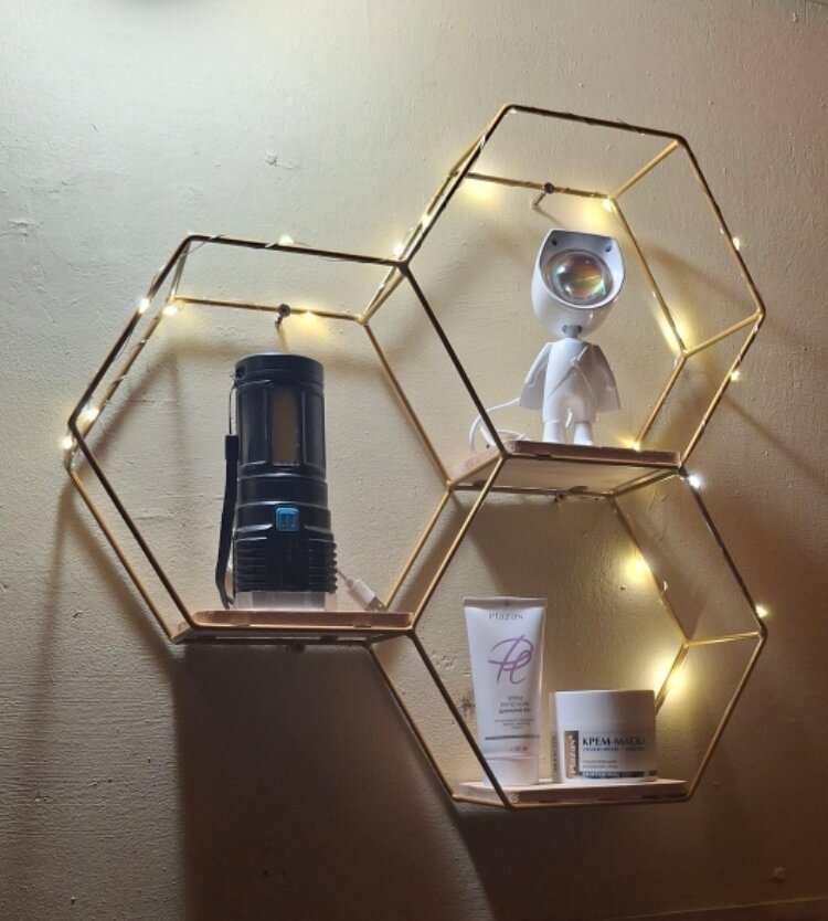 Стеллаж Светоch "соты лофт", модульный, металл/дерево, 40,5х9,5х41,5 см