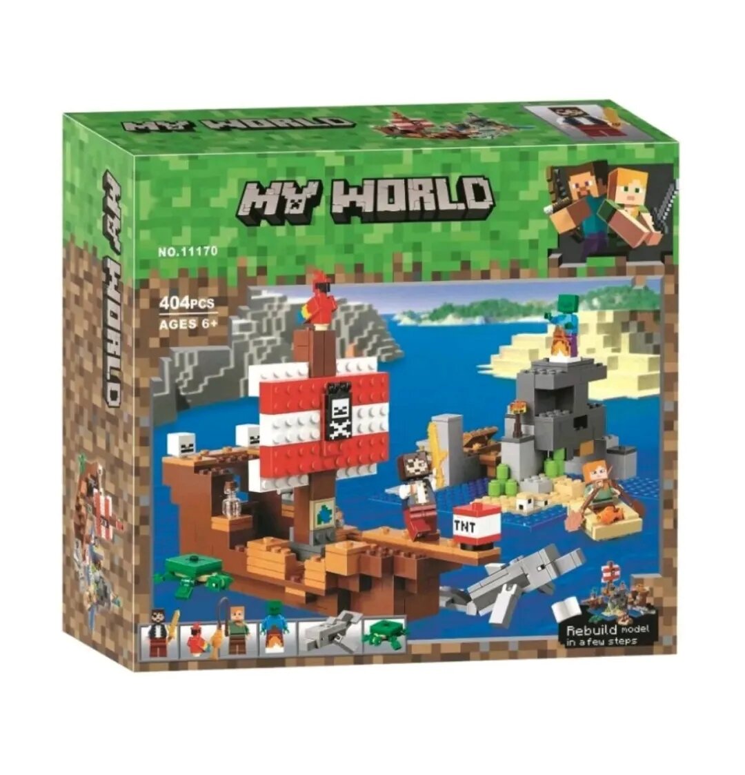 Конструктор/ Мой Мир/ Приключения на пиратском корабле/ 404 детали/ 11170/ Подарок