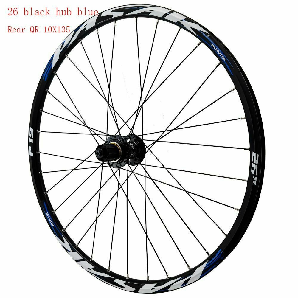 PASAK Заднее колесо MTB, сплав, 32 отверстия, 26 Black Hub blue, 21mm, QR 10X135, HG, Довод