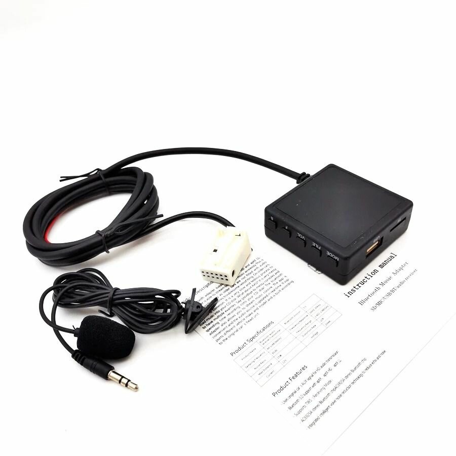 12Pin Аудио AUX USB Кабель-Адаптер + Микрофон Для BMW E60 E63 E64 E66 E81 E82 E70 E90 — фото 1