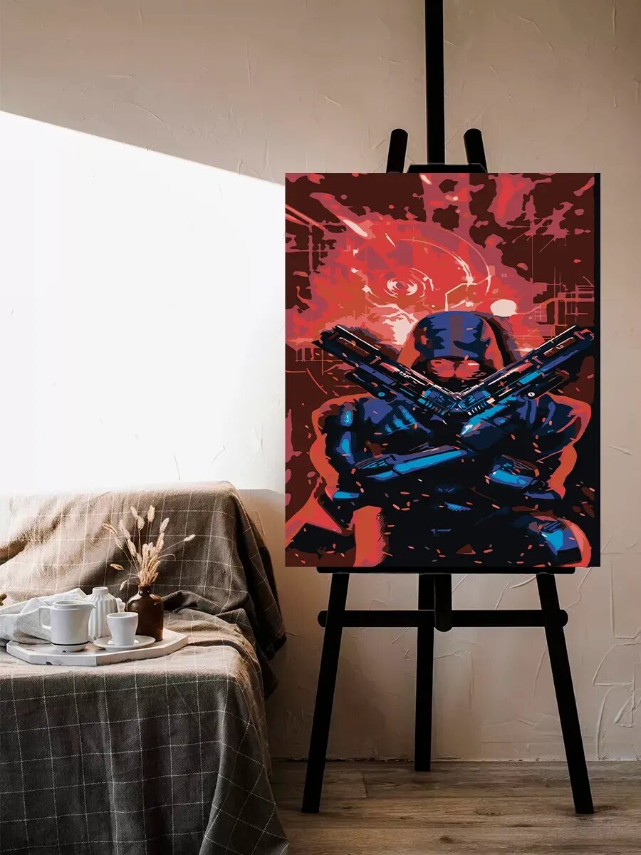 Картина по номерам Робокоп Киберпанк Оружие Игра