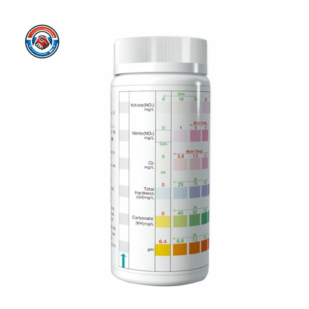 Тест-полоски для аквариума 6 в 1, быстрый контроль воды: нитраты, нитриты, pH, хлор, жёсткость и щёлочность, уход за рыбками и растениями