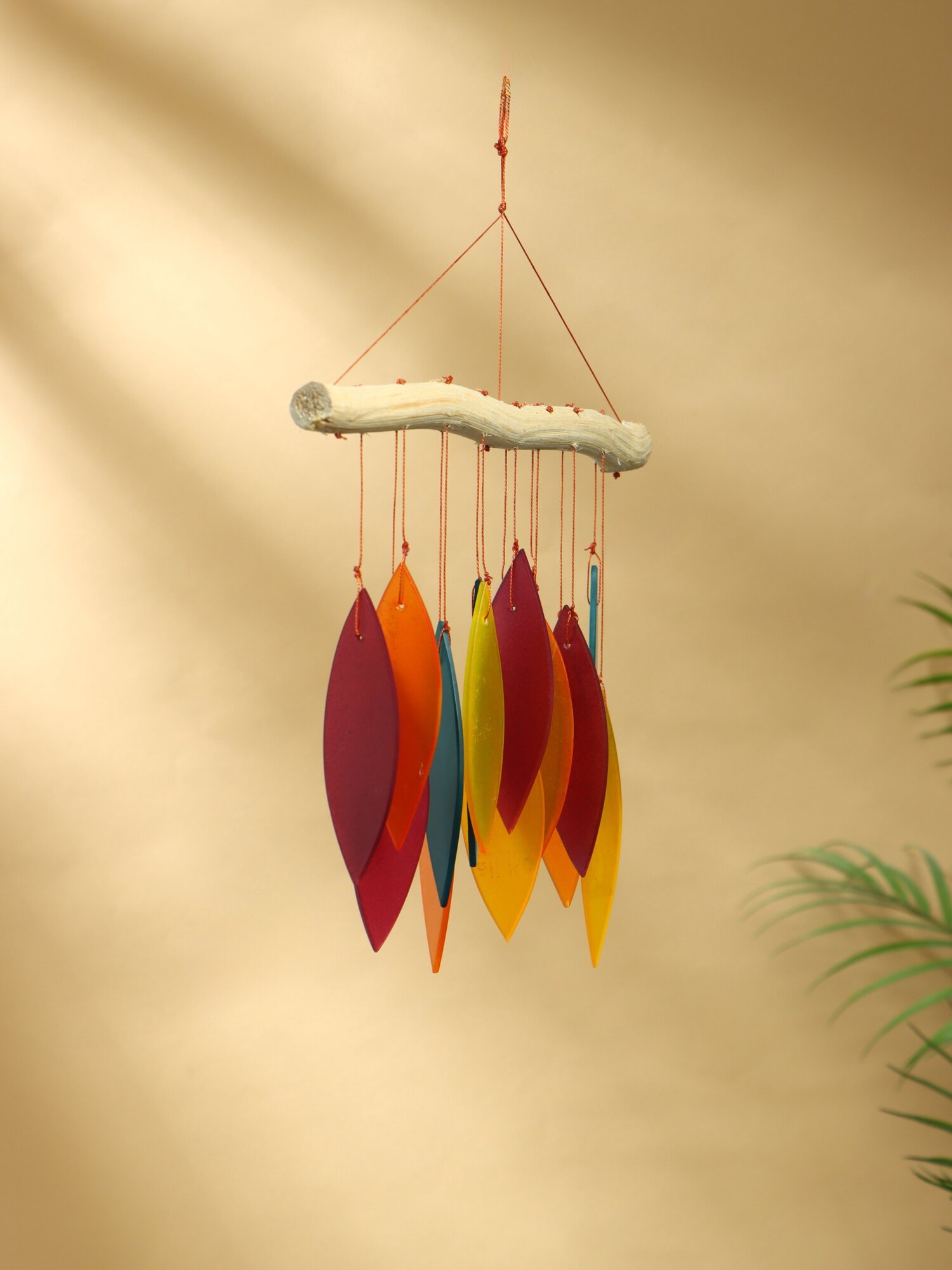 Музыка ветра "Падающие листья" дерево, стекло 30х2х40 см